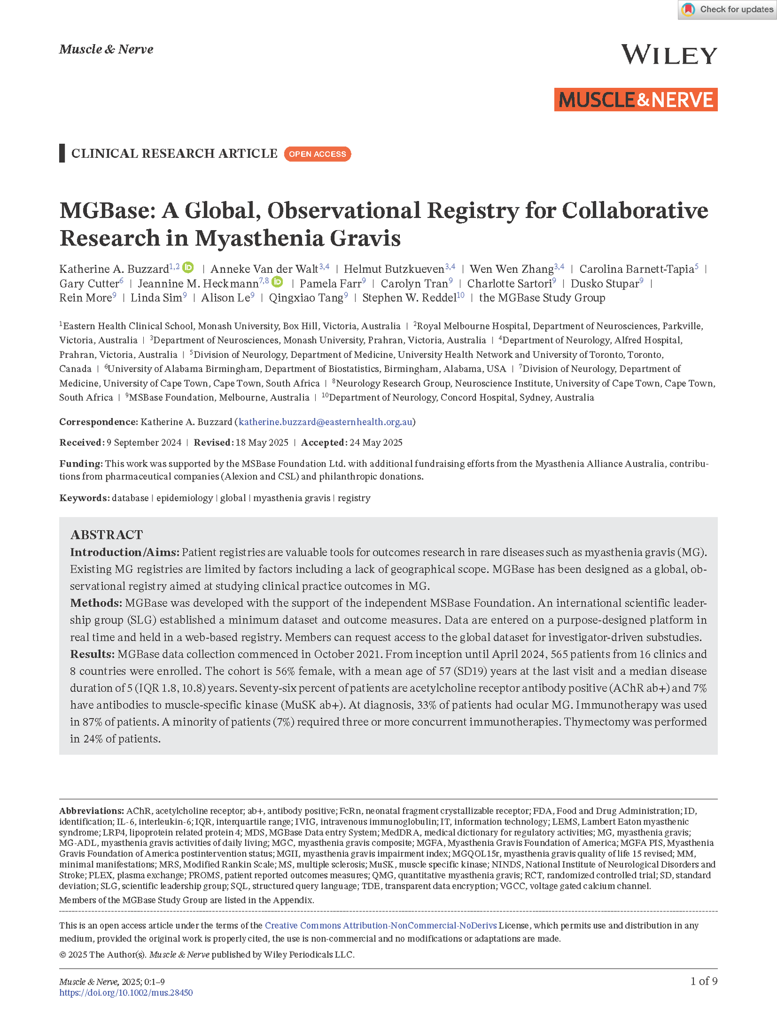 MGBase launch paper has been published and is online! - Myasthenia Alliance Australia